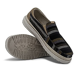 Hey Dude Men's Thad Stripes Navy Size 13 | Men’s Loafers | Men’s Slip On Shoes | Comfortable & Light-Weight