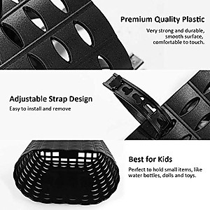 CHILDHOOD Kids Bike Basket with Cute Stickers and Adjustable Straps, Bike Basket for Girls Boys (Black 2)