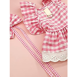 QWINEE Cute Dog Dress Ruffle Trim Cat Lace Princess Dresses with Bow Decor Puppy Tutu Skirt Holiday Party Costume Outfit for Small and Medium Cats Dogs Kitten Pink A Large