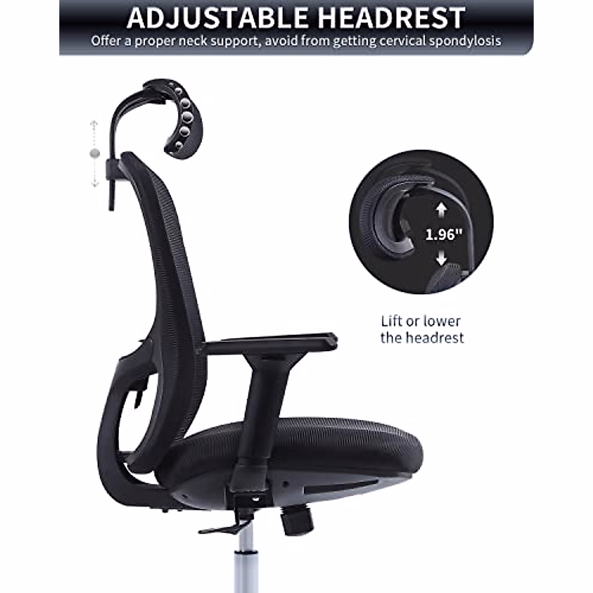 KARXAS Ergonomic Office Chair High Back Desk Chair with Adjustable Lumbar Support, Headrest & Armrest, Swivel Computer Task Chair (Black)