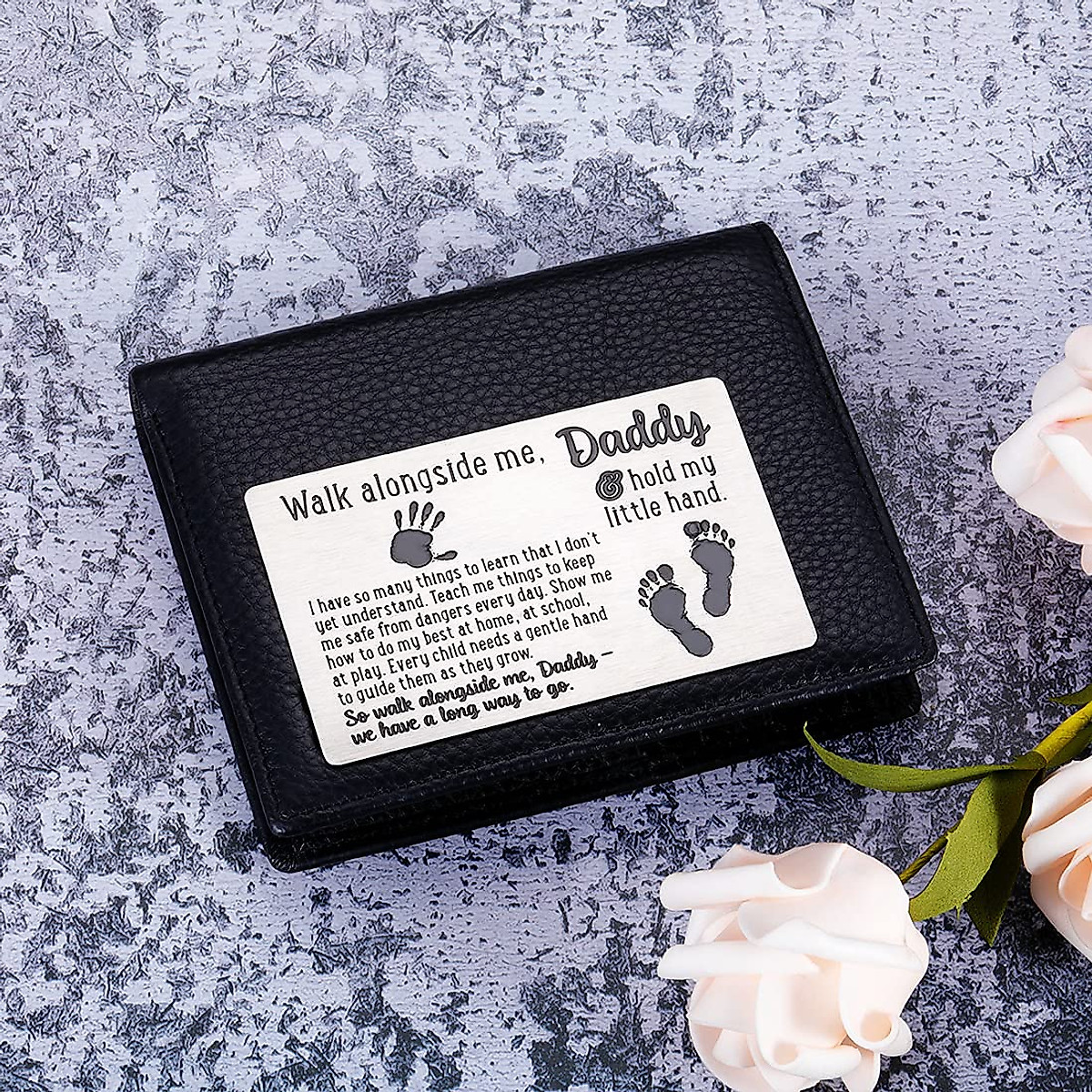 Fathers Day Gift for New Dad Wallet Insert Card Daddy Father to Be Birthday Gifts from Daughter Son Kids Pregnancy Baby Announcement Gifts for Him Men First Time Dads Husband from Wife Christmas