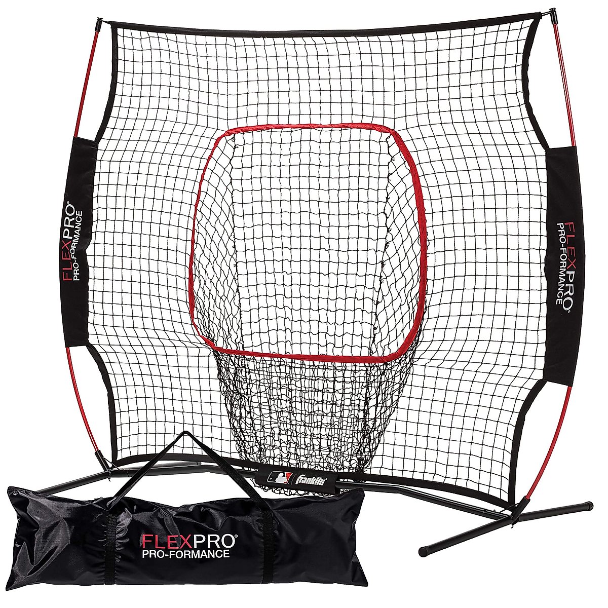 Franklin Sports MLB Flexpro Training Backstop Net and Pitching Target - Baseball and Softball Batting Practice Net - Portable Sport Net and Target, Black, 7' x 7'