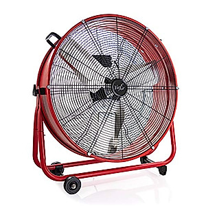 Vie Air 24 Inch Commercial Floor Drum Fan in Red
