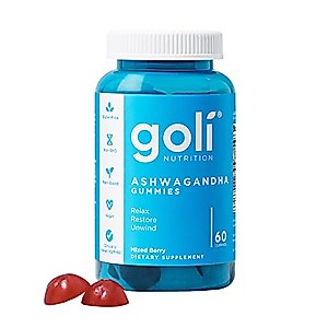 Goli Ashwagandha & Vitamin D Gummy - 60 Count - Mixed Berry, KSM-66, Vegan, Plant Based, Non-GMO, Gluten-Free & Gelatin Free Relax. Restore. Unwind.