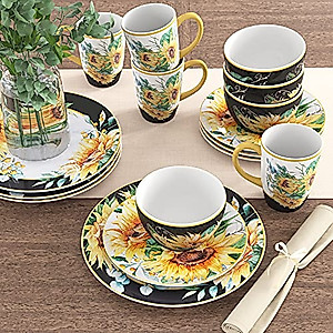 Certified International Sunflower Fields 16 Piece Dinnerware Set, Service for 4, Multi Colored