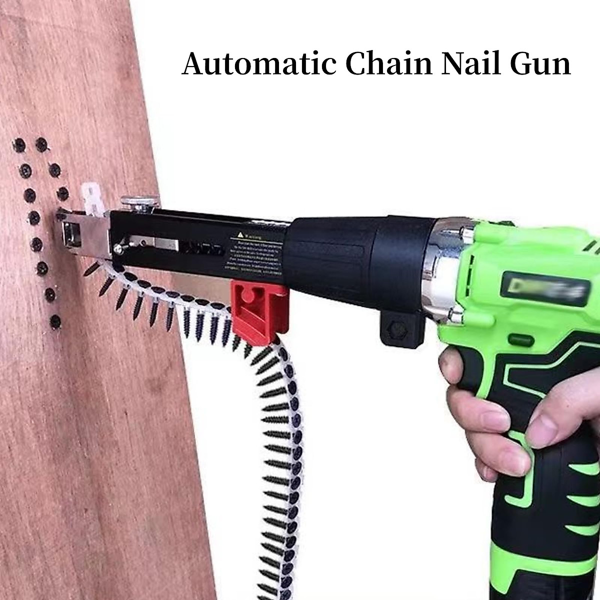 Auto Feed Screw Guns, Collated Screw Guns Chain Nail Guns Adapter Automatic Electric Drill Screw Tightening Equipment Installed on Electric Drill for Gypsum Board/Partition Wall/Wood Board/Ceiling