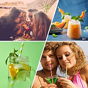 Paper Straws,200 Pcs Paper Drinking Straws For Wedding Party Restaurant Juice, Coffee Cold Drinks, Dessert and DIY Decoration (Stripe)