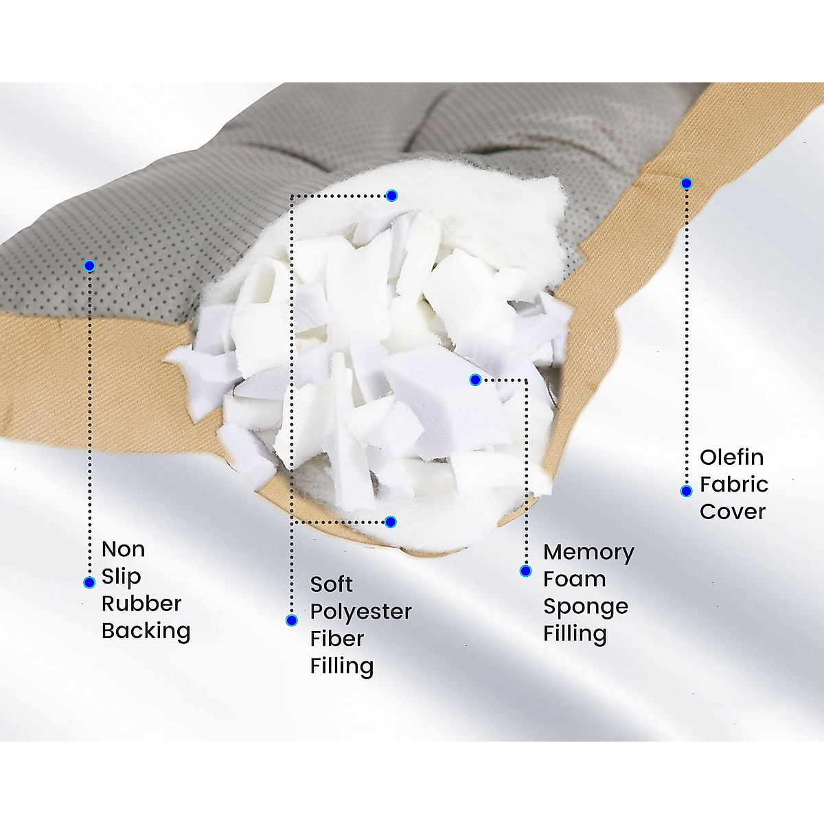 ROSNINIKA Outdoor Bench Cushion Outdoor Bench Cushions for Patio Furniture Outdoor Seat Cushion Porch Swing Cushions for Furniture with Non Slip Tufted Memory Foam 36x14x4 inches Mixed Golden