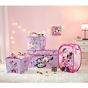 Idea Nuova Disney Minnie Mouse Collapsible Children’s Toy Storage Trunk, Durable with Soft Lid,28.5"x14.5"x16"