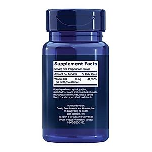 Life Extension Vitamin B12 Methylcobalamin 1mg - Vitamin B supplement For Brain Health & Cognition – Vegetarian Lozenges Dissolve in Your Mouth -Gluten-Free, Non-GMO, Vegetarian – 60 Counts