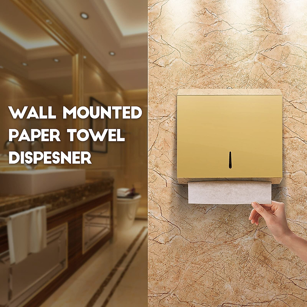 Paper Towel Dispenser Wall Mount Commercial, C Fold Multifold Hand Paper Towel Dispenser, Stainless Steel Tissue Holder