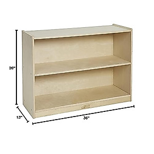 ECR4Kids - ELR-0450 Birch 2 Shelf Storage Cabinet with Back, Wood Book Shelf Organizer/Toy Storage for Kids, Natural
