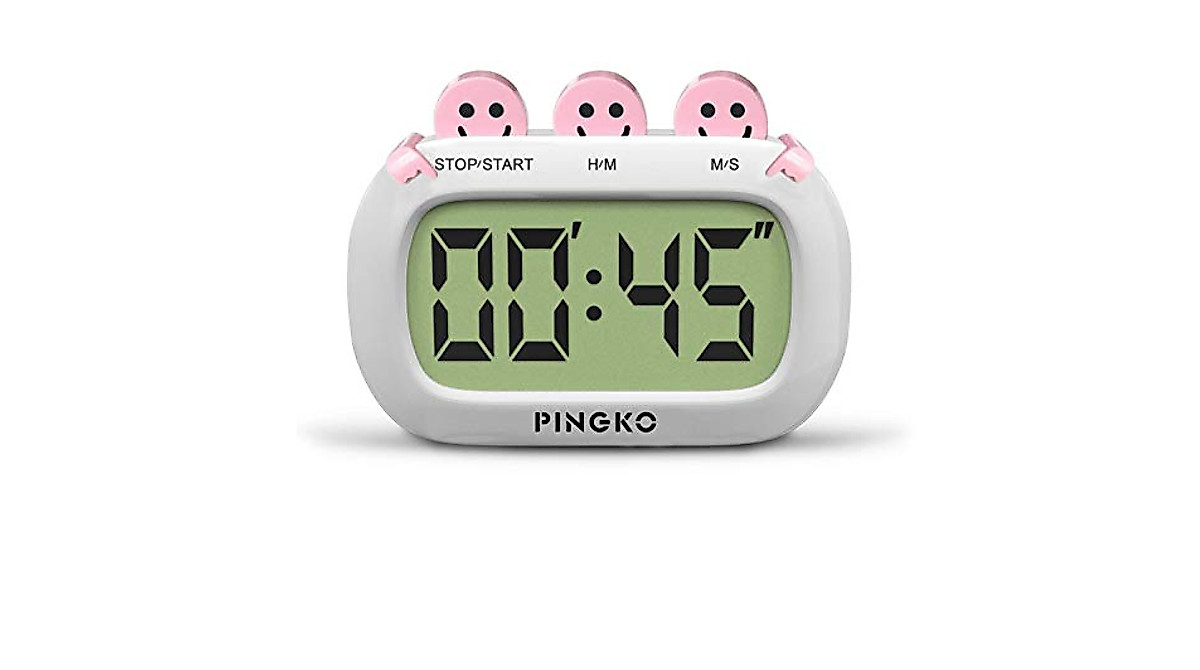PINGKO Pink Digital Kitchen Timer with Loud Alarm & Large LCD Display