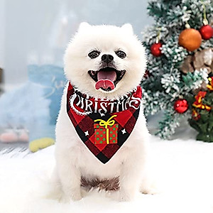 SLAUNT 2 Pack Dog Bandanas Christmas Classic Plaid Reversible Dog Bandana Pet Scarf Triangle Bibs for Small Medium Large Dogs Puppy and Cats Thanksgiving Day Christmas Holiday Accessories