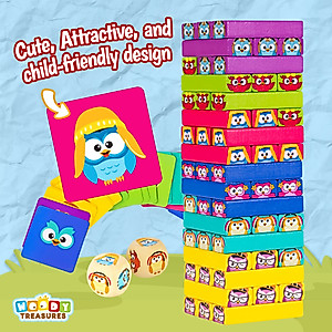 Wooden Toys Tumbling Tower - Childrens Toys Ages 3-9 Years Old - Toddlers/Kids Games Colourful Building Blocks - Fun Educational Games for Cognitive & Fine Motor Skills