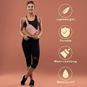 Everywhere Belt Bag with Card Holder Wallet for Women, Fanny Pack Crossbody Bags with Longer-length Adjustable Strap, Unisex Fashion Waist Packs for Workout Travelling Running (Pink)