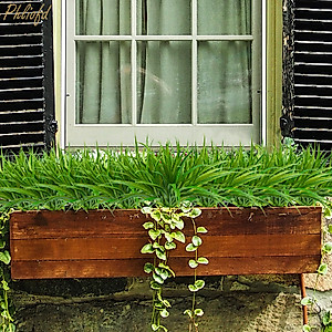 Phliofd 6Pcs Artificial Grass Fake Plants 17.3in 16 Leaves Outdoor Fake Grass UV Resistant Greenery Plastic Plants for Home Window Garden Office Patio Hanging Planter Pathway Front Porch Décor