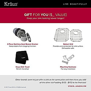 KRAUS Outlast MicroShield Scratch-Resist Stainless Steel Undermount 60/40 Double Bowl Sink, 32" 16 Gauge, Premier Series KBU24E