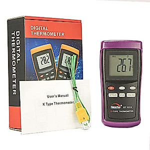 Digital Scientific K-Type Thermocouple Thermometer with 1 Sensor Wire Probe and 3" Stainless Steel Insertion Probe DT1311