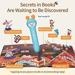 alilo Learning Educational Toys for Toddlers 2-3-4-5-6, Interactive Reading Pen Set for Kids, with 3 Learn to Read Books for Kids, 100 Talking Flash Cards, 540 Recording Stickers, Alphabet, Music Card