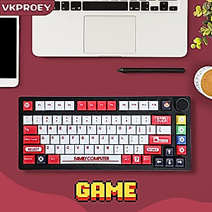 VKPROEY PBT Keycaps 134 Keys Dye-Sublimation XDA Profile Custom Keycaps with Keycap Puller for 61/64/68/84/87/96/98/104/108 Gateron MX Switches Mechanical Gaming Keyboard
