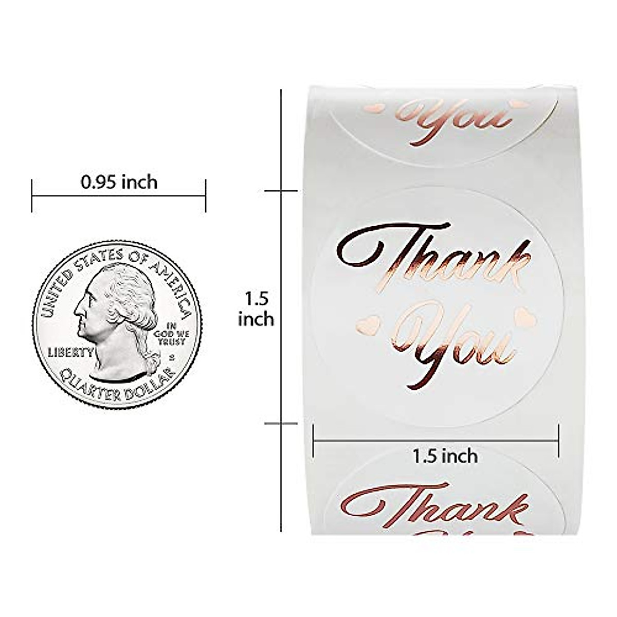 lollipro Thank You Stickers for Business 4 Design Round Roll 1.5 Inch, Gilding Bronze Gold Stickers Water Resistant Packaging Labels, 500 Pcs in Box-Packed