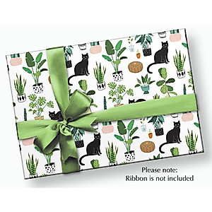Stesha Party Cats and Plants Wrapping Paper Gift Wrap - Folded Flat 30 x 20 Inch - 3 Sheets