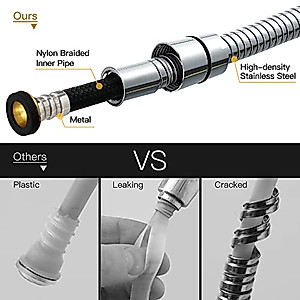 High Pressure Shower Head with Handheld - Modern Square Handheld Shower Heads - 6 Settings Detachable shower head with hose, Change Settings Much Easier Than the Twist Ones, Shower Accessories, Chrome