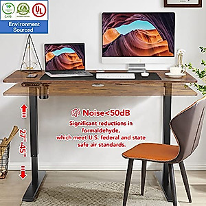farexon 55 x 24 Inch Electric Standing Desk Adjustable Height, Sit-Stand Desk with Oversized Mouse Pad， Double Crossbeam Structure, Four Preset Heights, 27''-45'' Lifting Range Stand up Desk