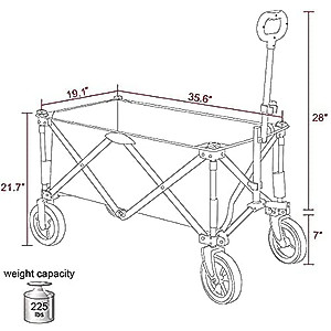 PORTAL Collapsible Folding Utility Wagon Cart Heavy Duty Foldable Outdoor Garden Camping Cart with Removable Fabric, Grey/Blue