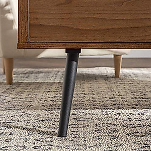 Walker Edison Montclair Mid Century Modern Glass Top 1 Drawer Coffee Table, 42 Inch, Glass and Acorn