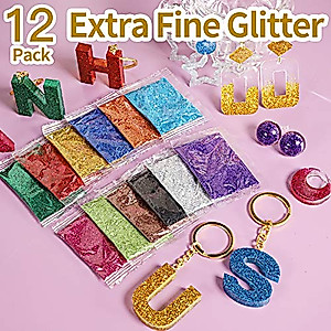 41PCS Resin Supplies Kit, LEOBRO Extra Fine Glitter for Resin, Resin Glitter Flakes Sequins, Foil Flakes, Mixing Stick &Tweezers, Craft Glitter for Resin Crafts, Nail Art, Jewelry Tumbler Making