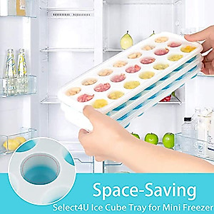 Ice Cube Trays with Lids BPA Free, 4 Pack Easy Release Silicone Ice Cube Trays for Freezer 84 Sphere Ice Tray with Stackable No Spill Lids, Dishwasher Safe, Blue & Green