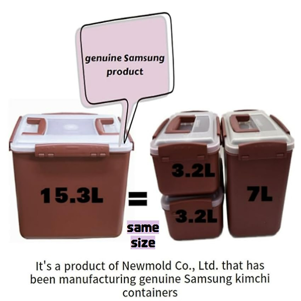 Generic Food Storage Container Kimchi Fermentation Compatible with Samsung LG All Refrigerator 7L 3.2L Set, RED