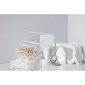 IneVibe First Aid Storage Holder - 2 Compartment Acrylic Container w/Lids for Storing Packets of Alcohol Wipes, Bandages, Ointment, Burn Cream, Gauze Pads for Bathroom, Kitchen & Retail Dispensing