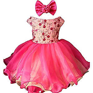 Jenniferwu EB1130F Infant Toddler Baby Newborn Little Girl's Pageant Party Birthday Dress HOTPINK Size 12-18M