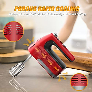 JIOJIOY Hand Mixer Electric, 5 Speed Kitchen Handheld Mixer with Eject Button and Storage Case, 400W Ultra Power with Turbo Function and Stainless Steel Attachments for Whipping, Mixing Brownies, Cakes and Dough Batters