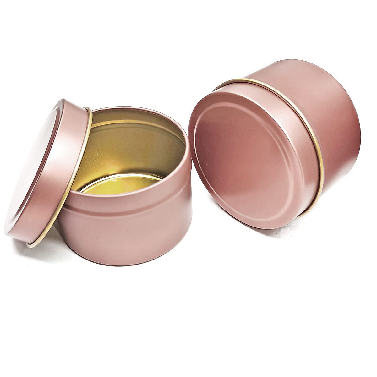 Unixing Rose Gold Candle Tins 8oz, 12Pcs Candle Tins for DIY Candle Big Candle Container Tins for Candle Making Rose Gold Cantainer Tins