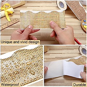 Qeeenar 262 Feet Burlap Scalloped Border Trim Bulletin Borders Stickers Self Adhesive Bulletin Board Borders Back to School Decoration for School Classroom Offices Wall Desks Windows Doors, 4 Rolls