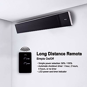 Thermoflow Far Infrared Space Heater with No Glare, Electric Indoor/Outdoor Ceiling/Wall Heater, Quiet Patio Heat with Timer & Remote, HS1800NA 1800W / 900W at 240 Volts Hard Wired