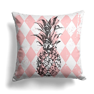 iiRov Summer Design Ink-Fuzed Decorative Throw Pillow - Tropical Summer Pink Pineapple v1