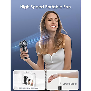 BLBS Handheld Fan, 6000mAh 11Hrs Personal Fan, Small Mini Fan, 4 Speeds Hand Fan, High Speed Cooling Fan, Portable Pocket Fan, USB Rechargeable Turbo Fan for Travel/Outdoor/Home/Office, Black