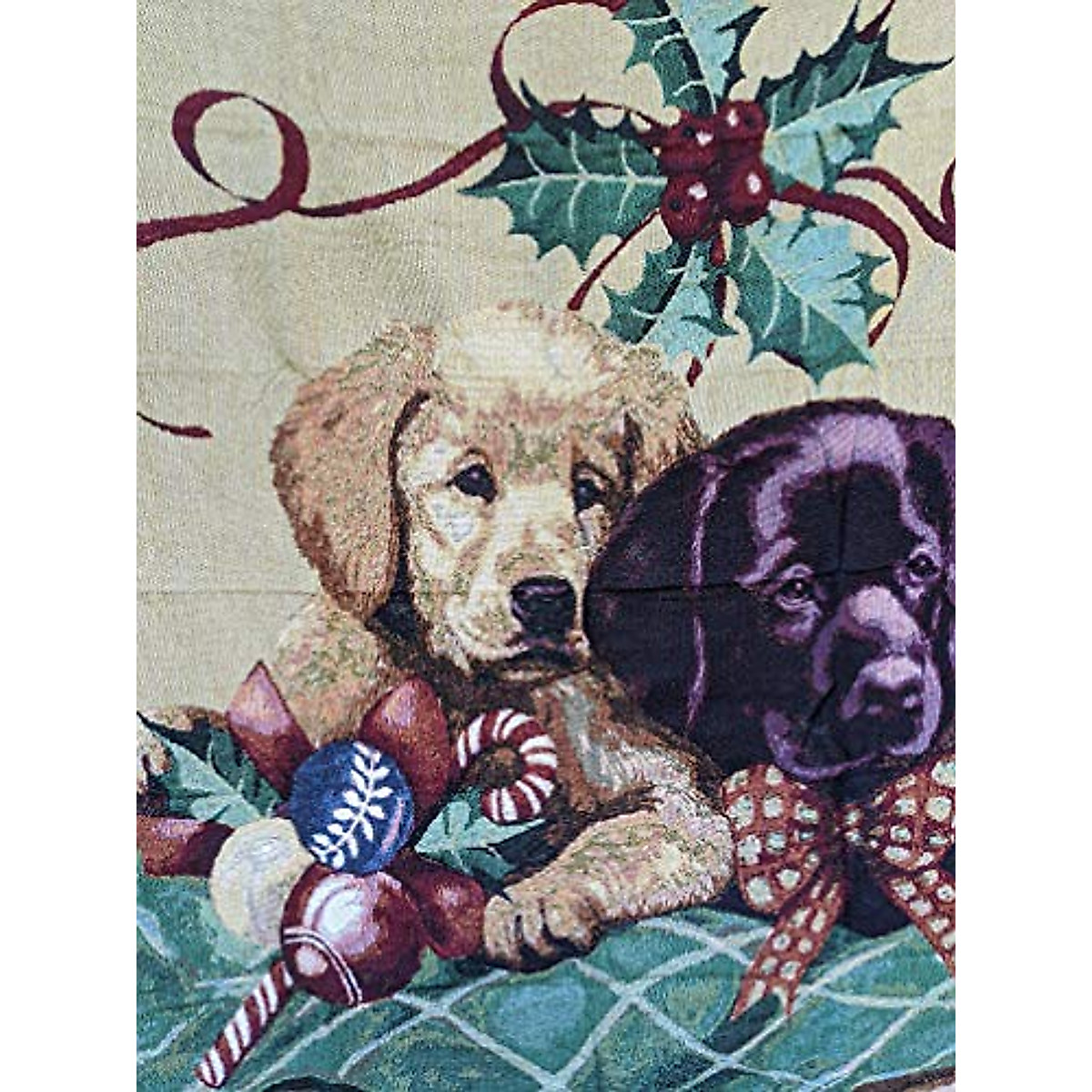 Labrador Retriever Dog Throw Blanket - Tache Adorable Puppy's First Christmas Holiday Animal Lover Gift Decorative Woven Tapestry Dog Throw Blanket, 50" x 60"