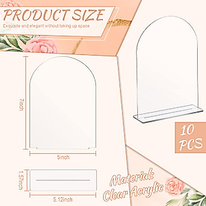10 Set 5x7 Inch Clear Arch Acrylic Sign DIY Acrylic Arch Table Numbers Acrylic Table Numbers with Stand Blank Acrylic Sheet Wedding Table Signs for Wedding Office Party Catering Menu Bar List Signs
