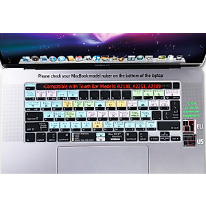 XSKN Mac OS X Silicone Shortcut Keyboard Cover Skin for 2019 New MacBook Pro 16 inch A2141 and 2020 New MacBook Pro 13.3 inch A2338 M1 A2251 A2289 with Touch Bar & Touch ID US and EU Common Version