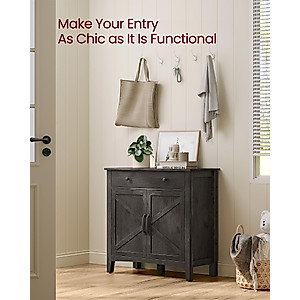 VASAGLE Coffee Bar Cabinet, Kitchen Storage Cabinet with Drawer, Farmhouse Cabinet Sideboard with Adjustable Shelf for Kitchen, Stone Gray UBBK341B02