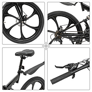 YIYIONCE Mountain Folding Bike 26In Folding Mountain Bicycle, Upgraded 21 Speed Foldable Bicycle with 6 Blade Flywheel, Strong Carbon Steel Bike, Folding Bike for Men & Women (Black)| US Stock