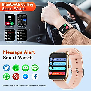 Smart Watch 1.96″ with Bluetooth Call Message Alert, Smart Watch for Women with Heart Rate Blood Pressure Blood Oxygen Sleep Body Temperature Monitoring, 350mAh with 100+ Sports Modes for iOS, Android