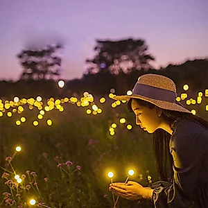 UN UNITEDTIME 2 Pcs Solar Firefly Lights Outdoor Waterproof, Solar Starburst Swaying Garden Lights, Swaying When Wind Blows Solar Garden Lights Outdoor Decorative String Lights (Warm)