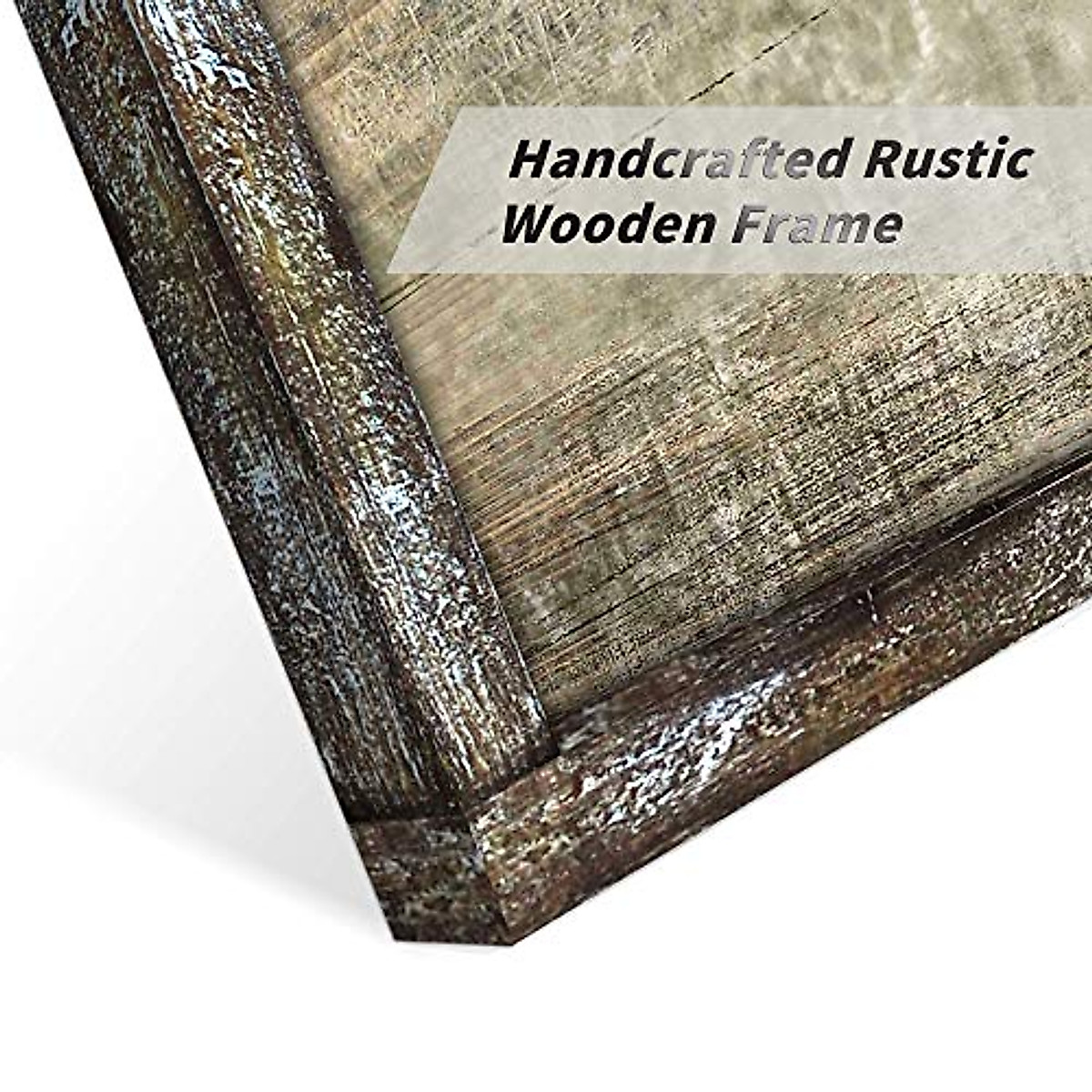 Wooden Horses Picture Wall Decor: Modern Running Wildlife Horse Animal Painting Print on Rustic Textured Wood Artwork Wall Art with Handcrafted Wooden Framed (40" x 20")